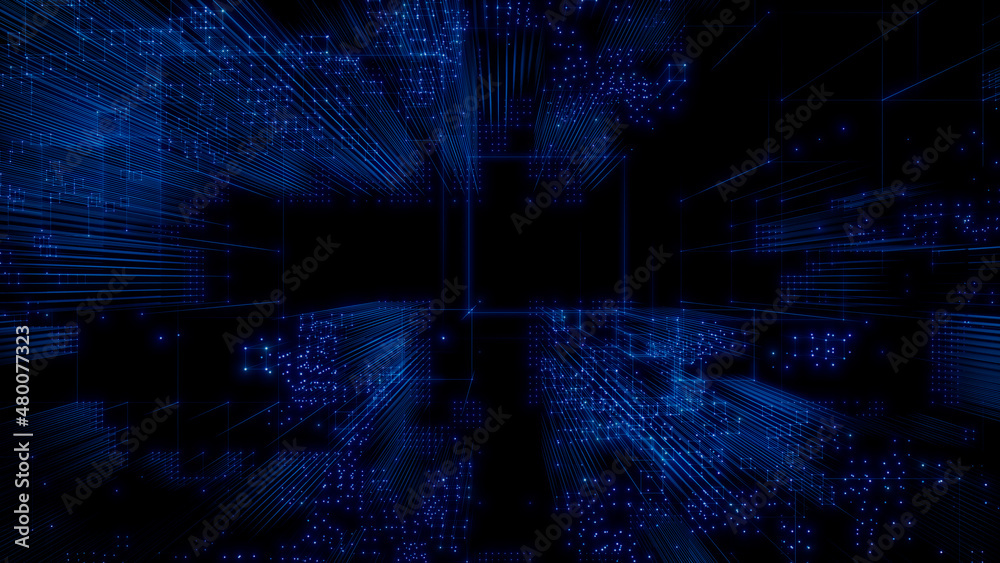 Digital Brain Neural Network. Machine Learning Concept. Blue Tech ...