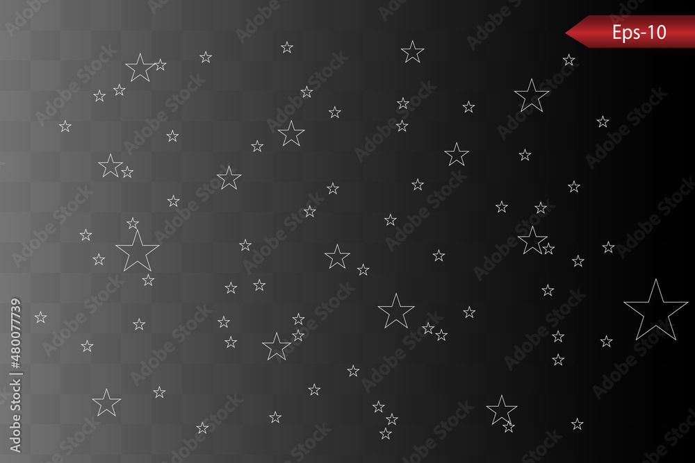 Stars on a black background. White star shooting with an elegant star ...