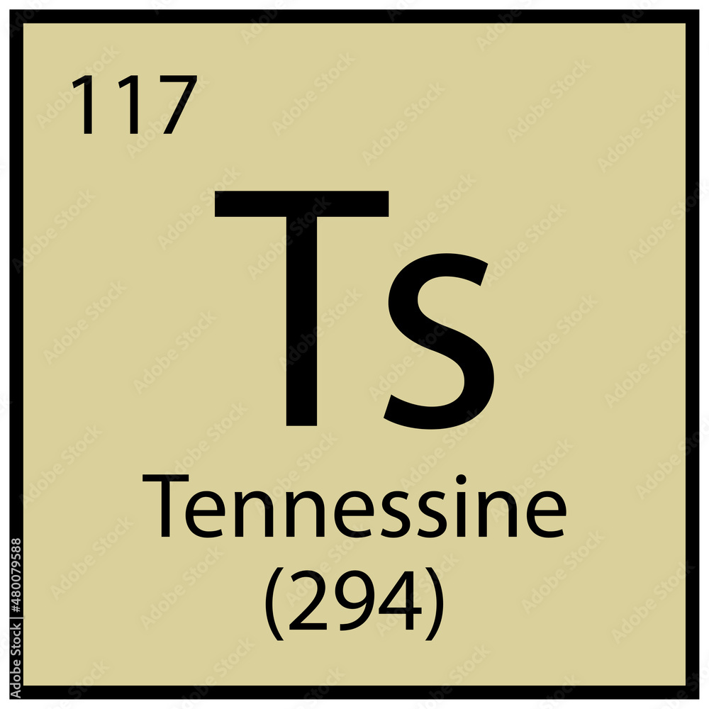 Tennessine chemical element. Science concept. Mendeleev table symbol ...
