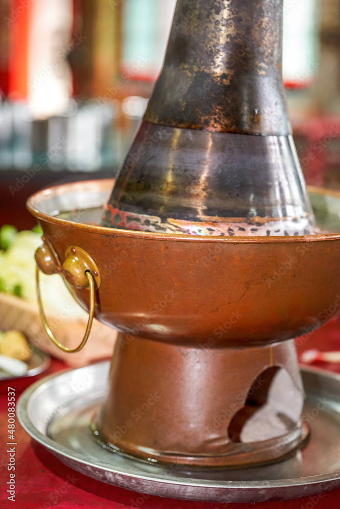 Old Beijing mutton, hot pot side stove used in copper pot shabu-shabu ...