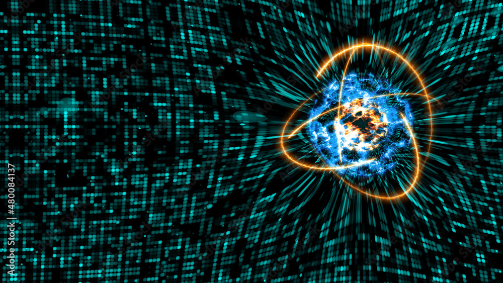 quantum light blue core and futuristic computer animation abstract ...