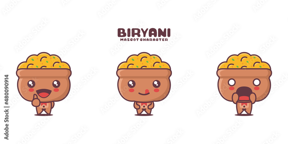 vector biryani cartoon mascot, traditional indian food illustration ...