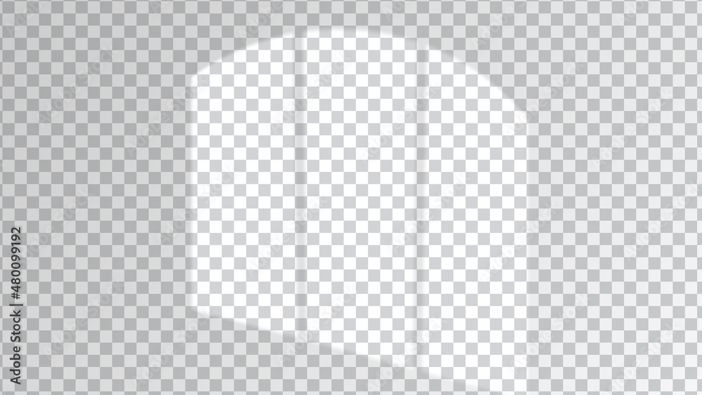Arch window sunlight and shadow overlay for white wall mockups ...