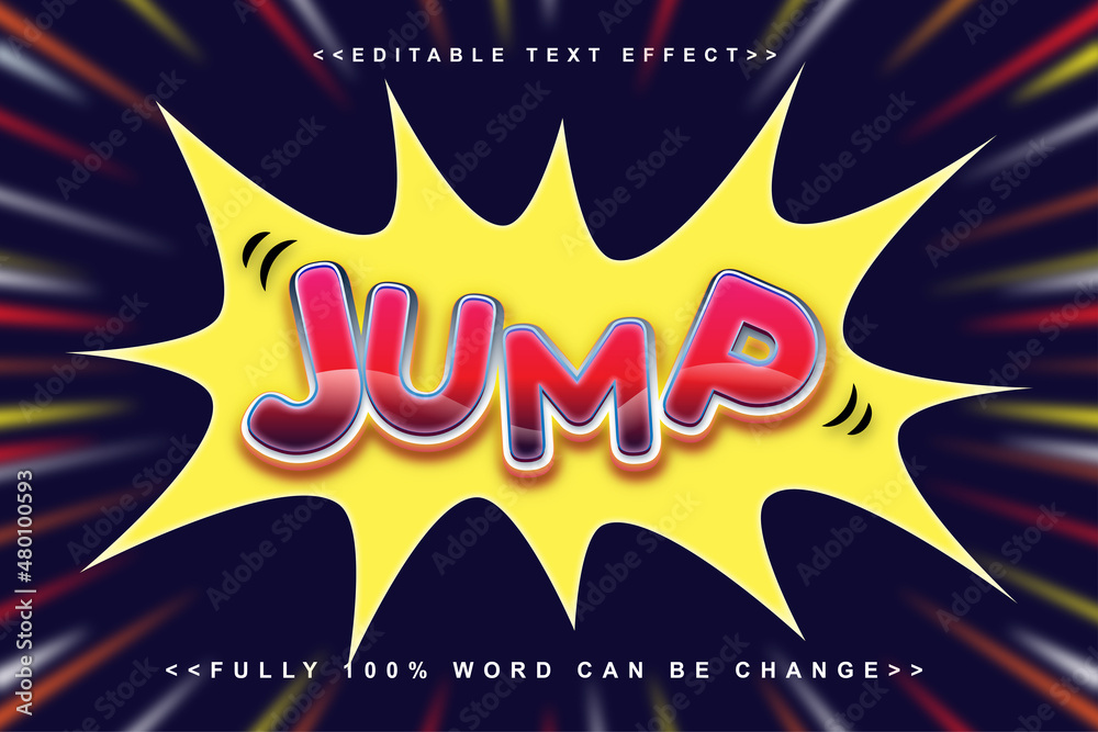 editable cute jump cartoon style text effect.typhography logo Stock ...