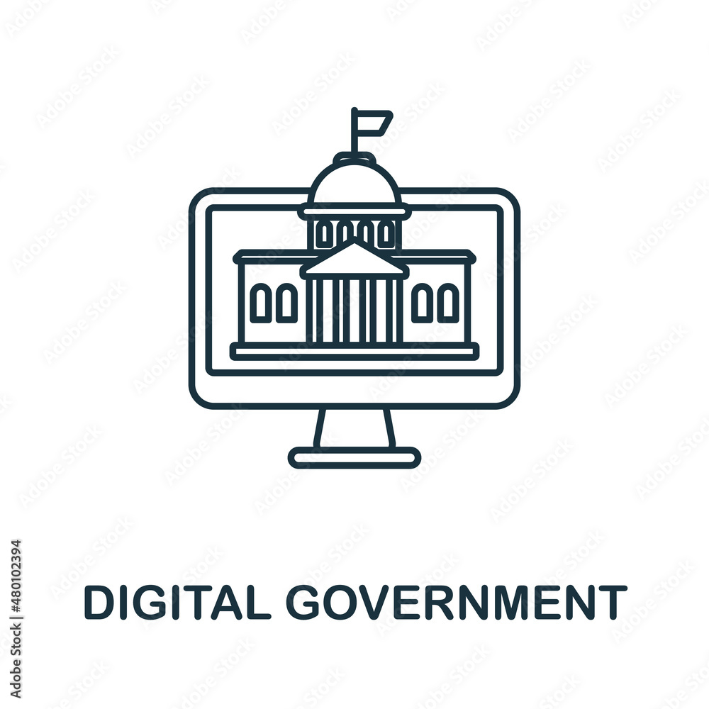 Digital Government icon. Line element from digital transformation ...