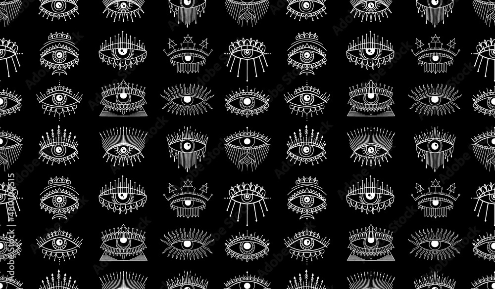 Evil Seeing eye symbol seamless pattern. Occult mystic emblem, graphic ...