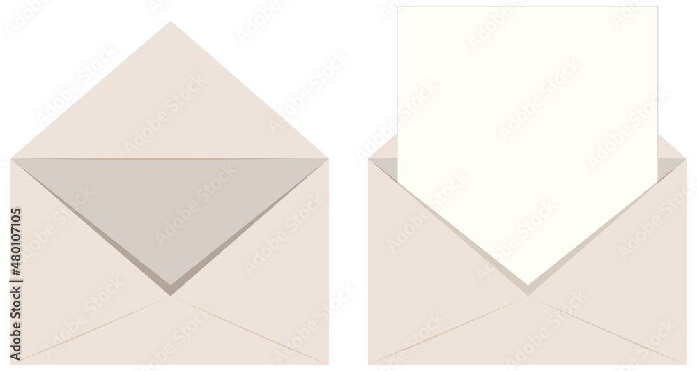 Opened paper envelope on white background Stock Vector | Adobe Stock