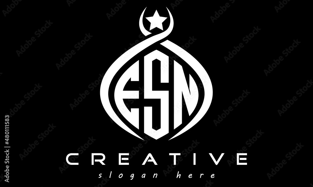 ESN three letters monogram curved oval initial logo design, geometric ...