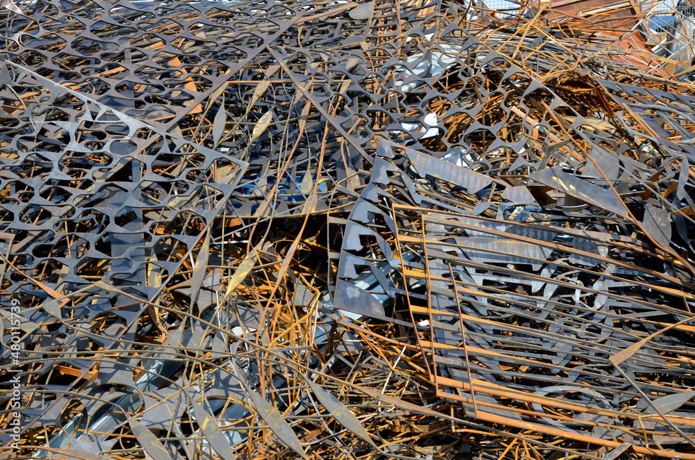 scrap pile in junk yard Stock Photo | Adobe Stock