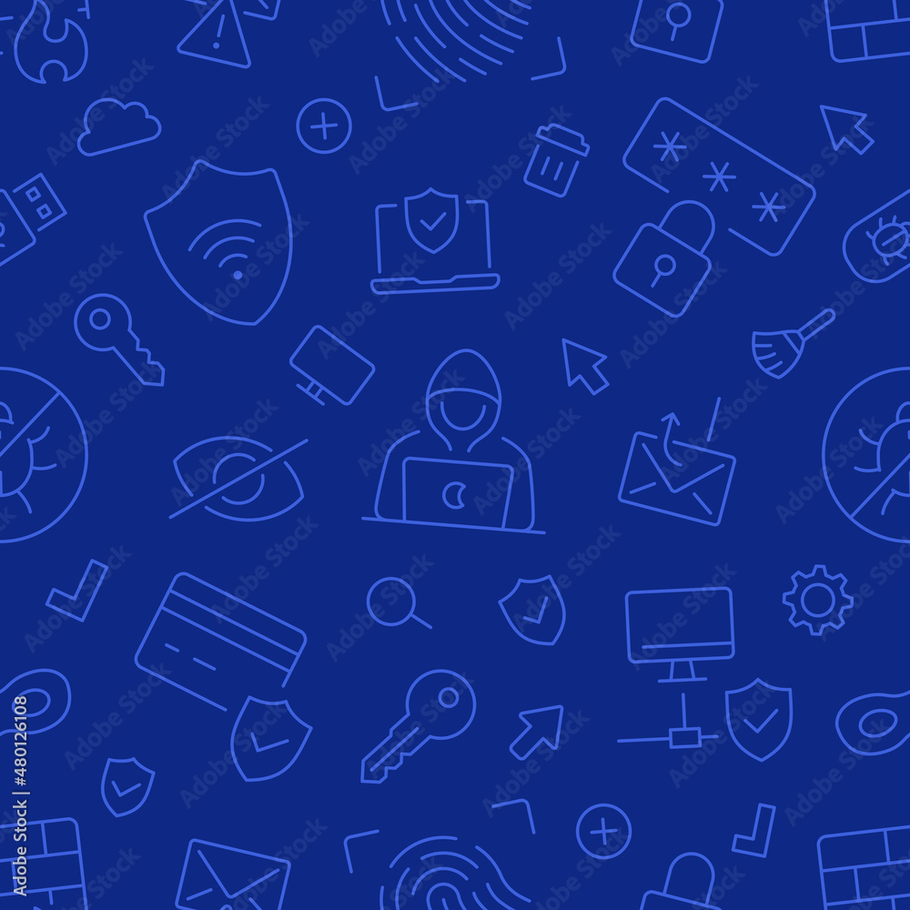 Cybersecurity blue seamless pattern. Vector on blue background included ...