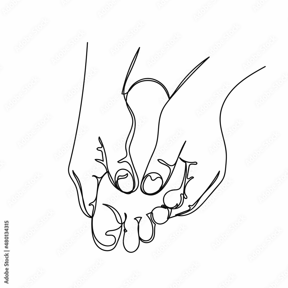 Continuous One Simple Single Abstract Line Drawing Of Woman In Foot Receiving Massage Icon In