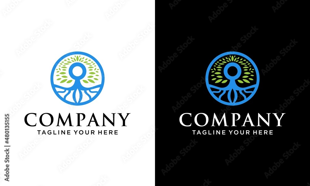 Abstract circle tree logo design, root vector - Tree of life logo ...