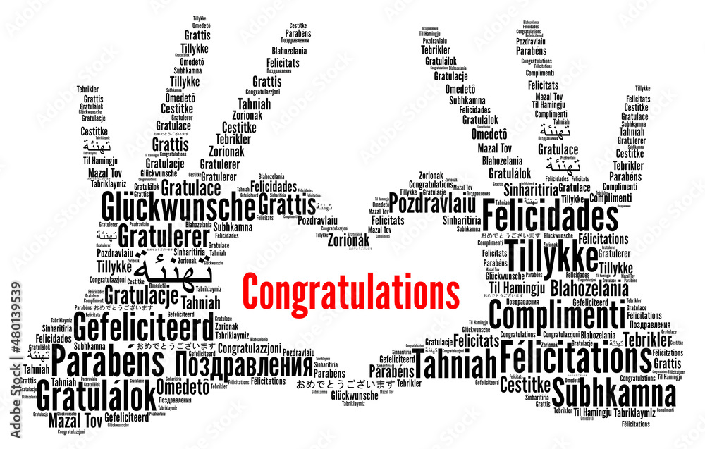 Congratulations in different languages word cloud Stock Illustration ...