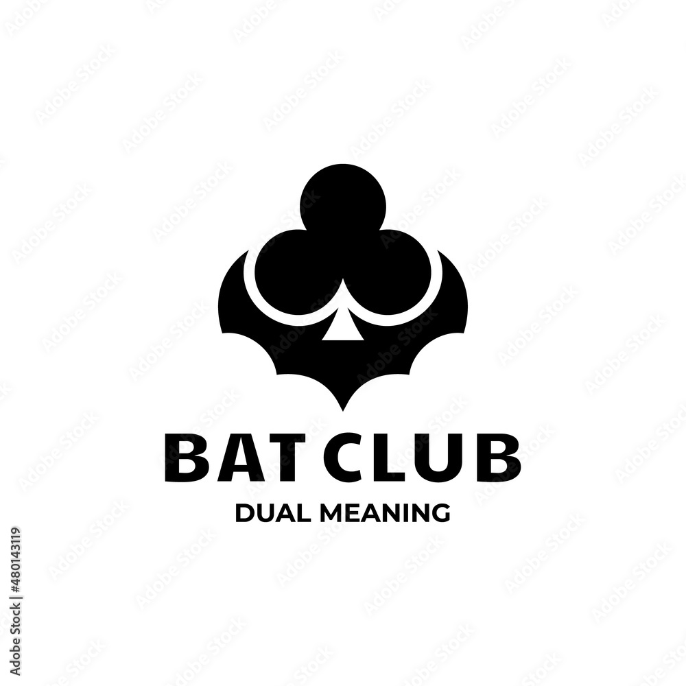 Bat and club leaf curly combinations,in background white ,vector logo ...