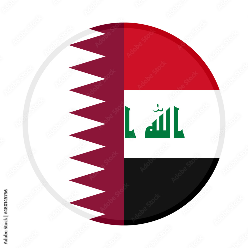 round icon with qatar and iraq flags. vector illustration isolated on ...
