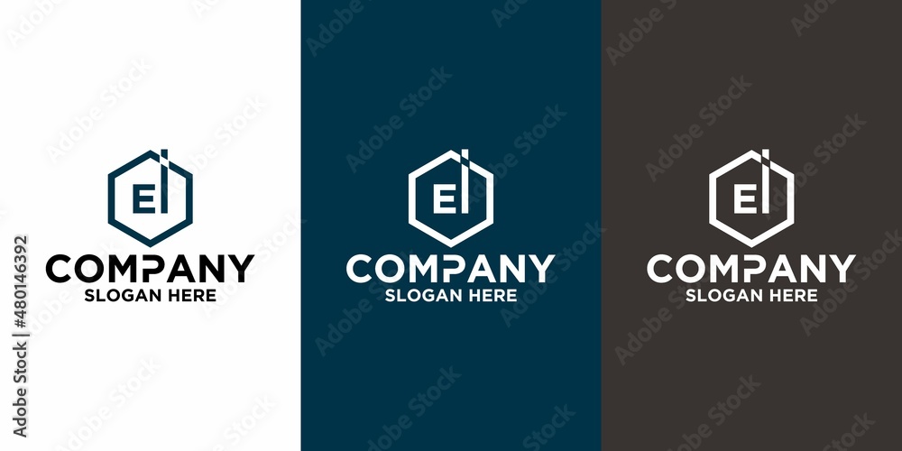 Initial letter E I logo vector design template Stock Vector | Adobe Stock