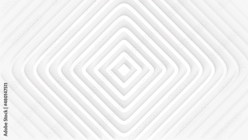 White line squares with shadow animated on white background. Loop ...