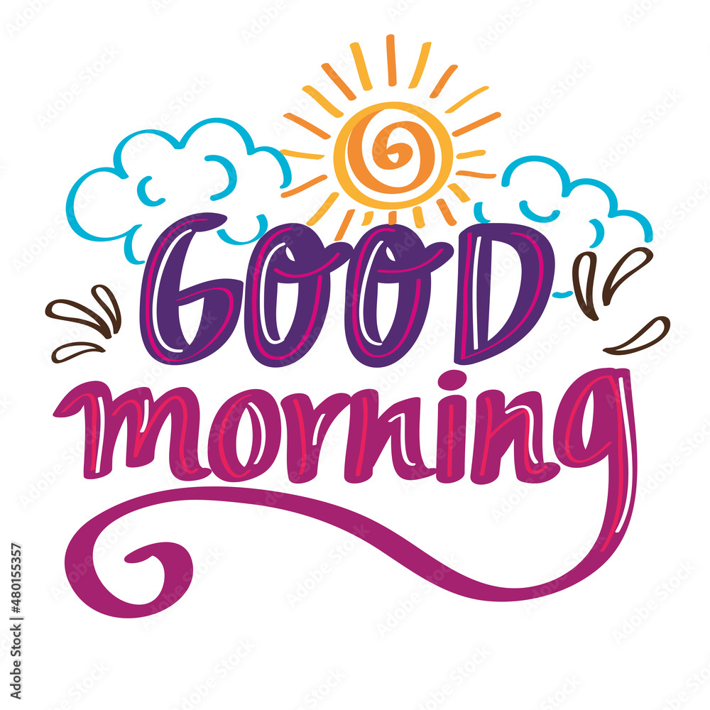 good morning with clouds Stock Vector | Adobe Stock