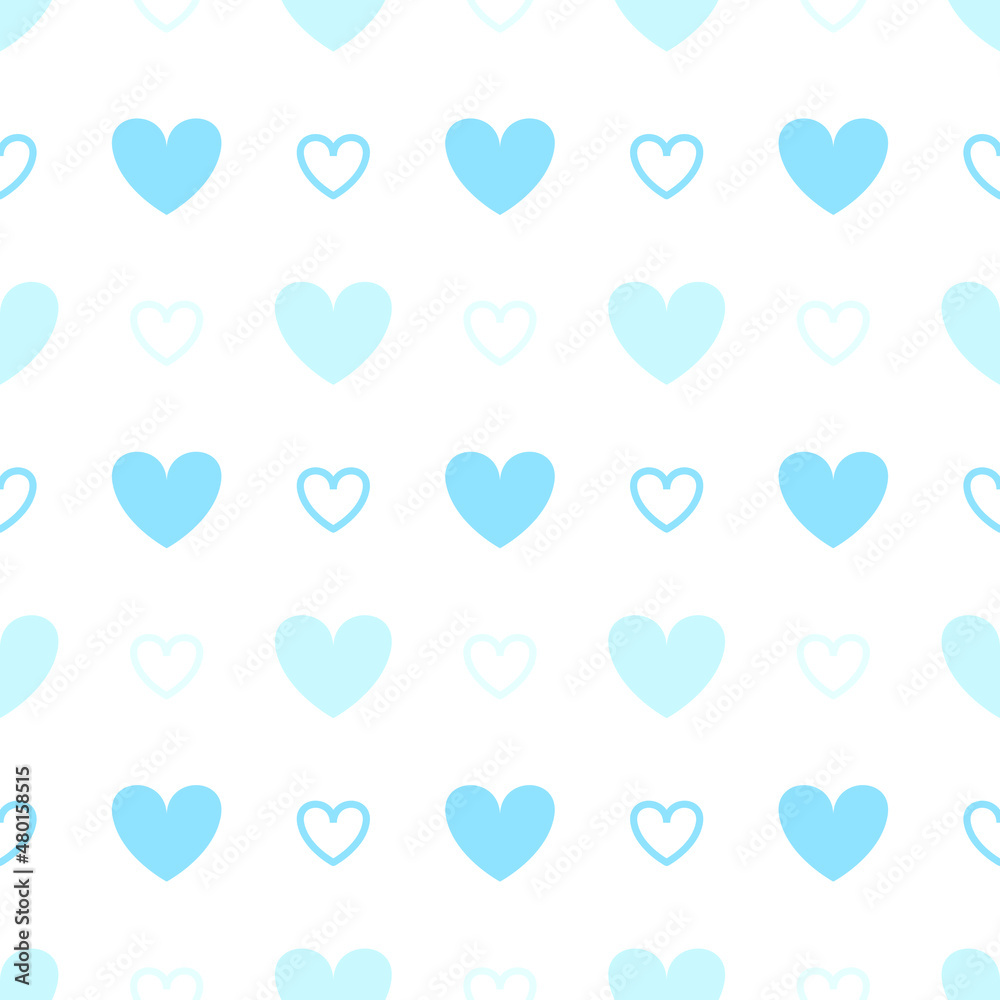 Cute illustration of blue heart. seamless pattern. can be used for ...