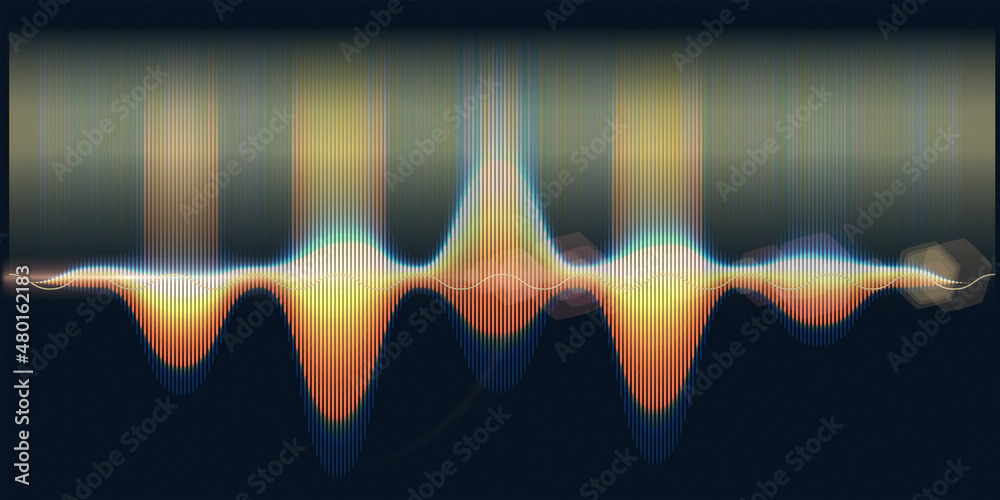 Abstract background with color sound wave and blurred lines on dark ...