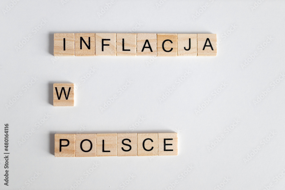 Inflacja słowo z literek na jednolitym tle Stock Photo | Adobe Stock