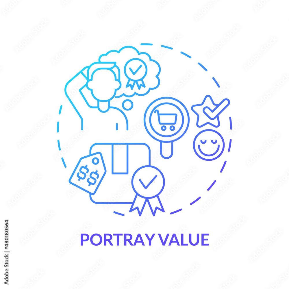 Portray value blue gradient concept icon. Smart pricing strategy ...