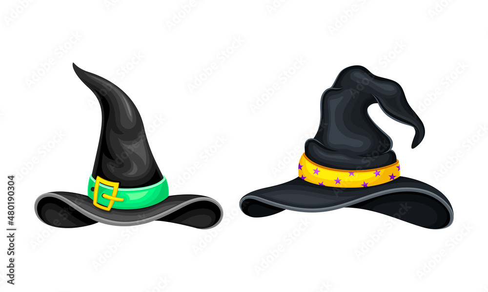 Carnival festive headgears set. Magician and wizard hats cartoon vector ...