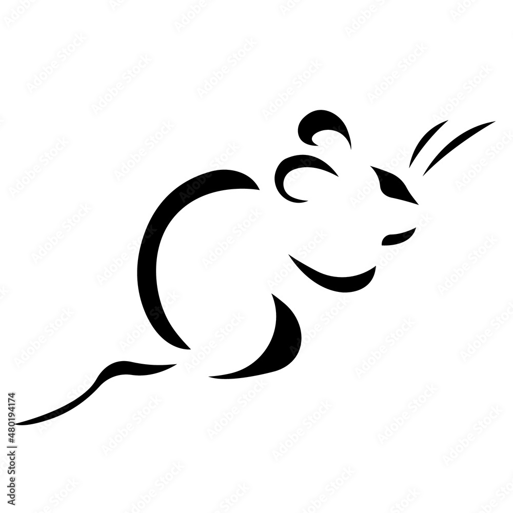 Rat mouse logo silhouette black color drawn with different lines. Logo ...
