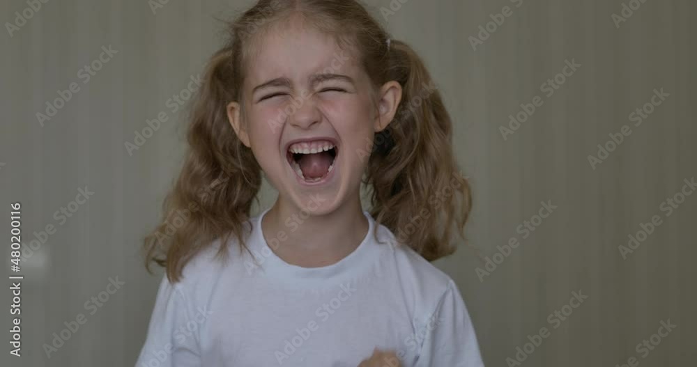 Child Shouting Loud. Portrait of Shocked, Angry and Emotional Little ...