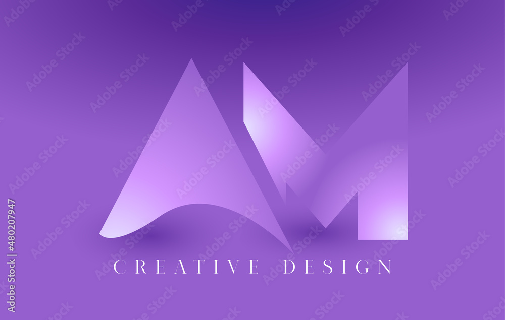 AM Logo Letter Design Concept with Abstract Minimalist Letters in a ...