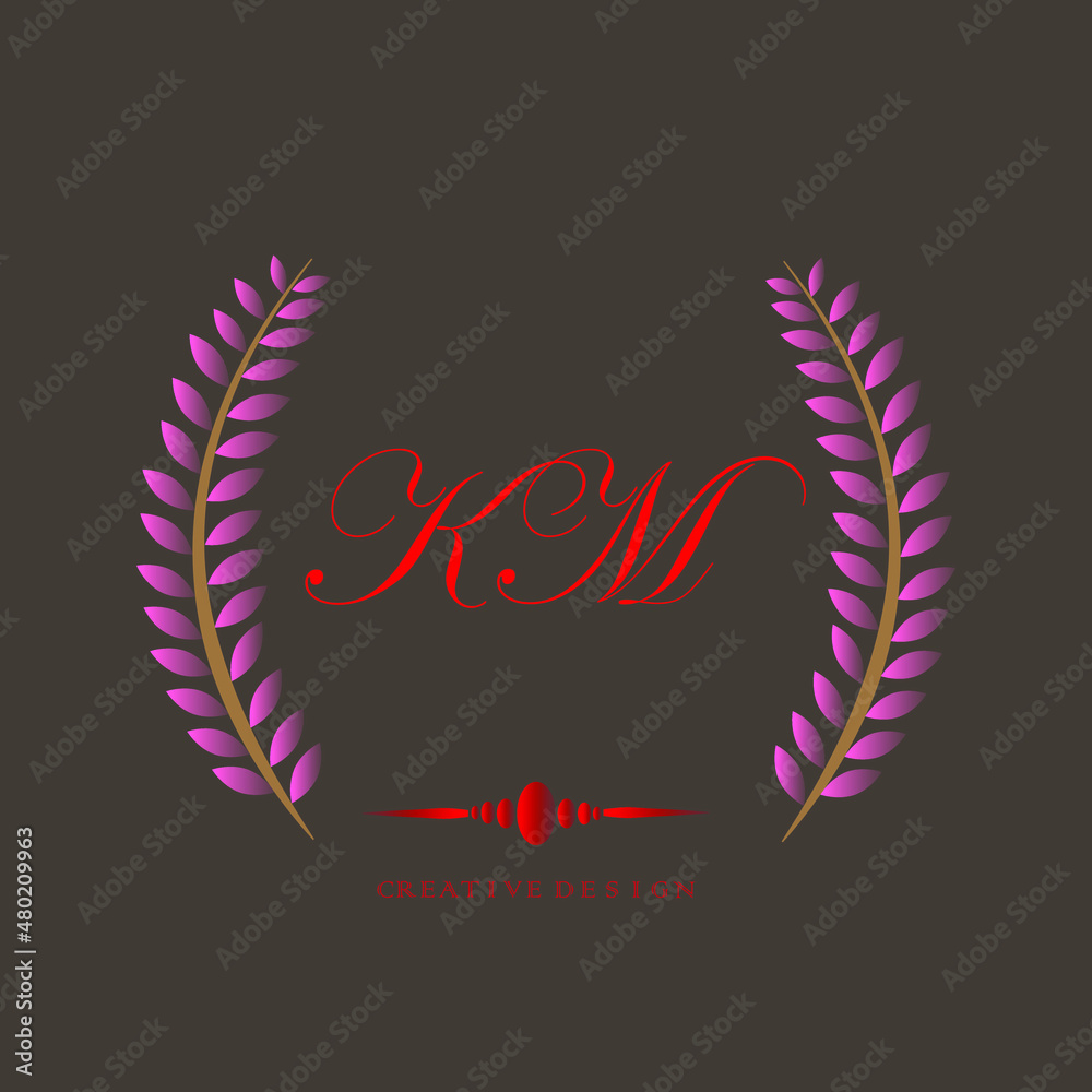 KM,K M letter initial beauty monogram logo design ,wedding fashion ...