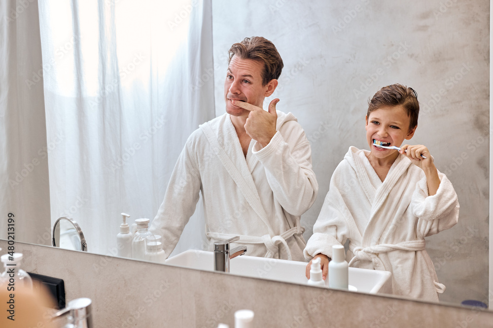 Child brushing teeth. Kids with toothpaste and brush. Dental and oral ...