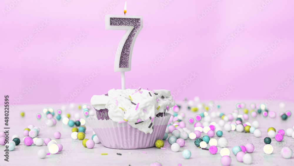 Beautiful birthday greetings to a seven year old child on a pastel pink ...