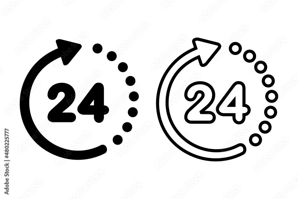 24 Hour Time Clock Vector Illustration Stock Vector Adobe Stock