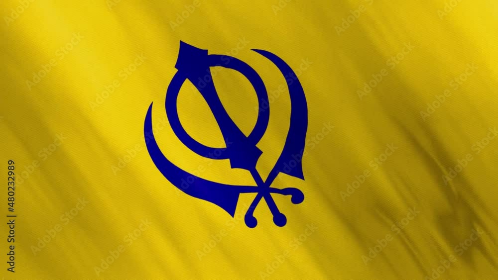 Animated Sikh Symbol Khanda Flag Waving in the Wind Stock Video | Adobe ...