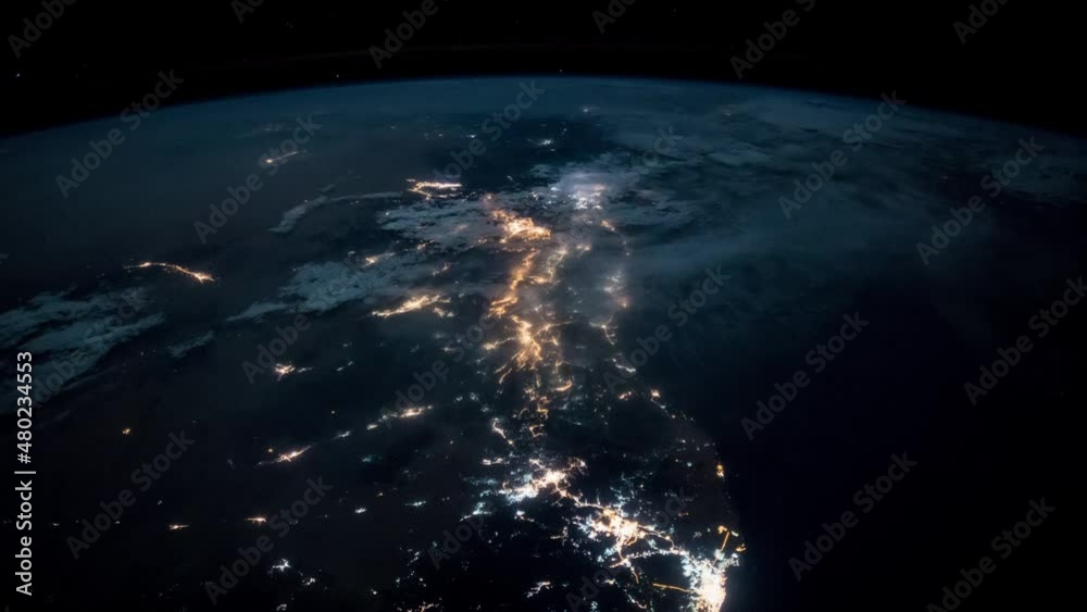 Night lights on Saudi Arabia, city of Makkah and Jeddah satellite view ...