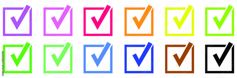 colored check mark icon. Check mark vector icon. Checkmark Illustration ...