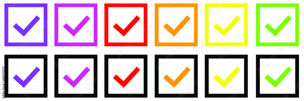 colored check mark icon. Check mark vector icon. Checkmark Illustration ...