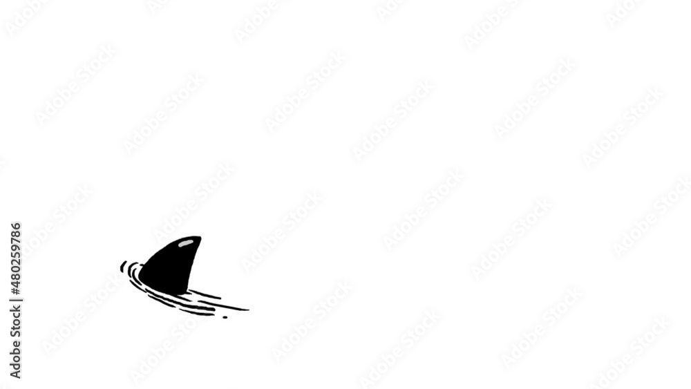 Shark swimming around. Cartoon seamless loop 2d animation. Animal fish ...