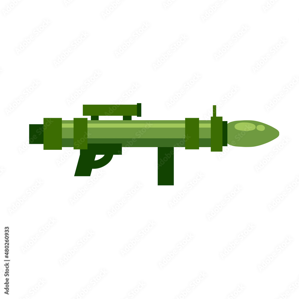 Bazooka. Rocket launcher. Large cannon with missile. Military equipment ...