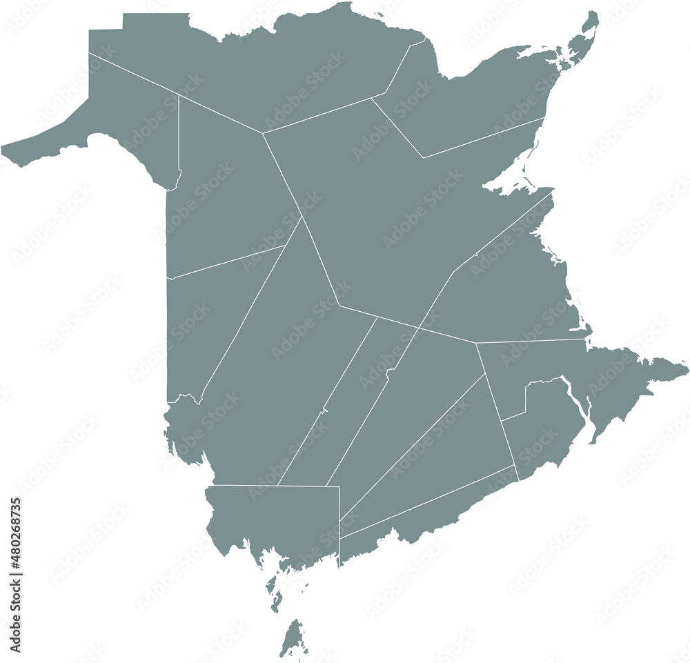 Gray flat blank vector administrative map of counties of Canadian ...