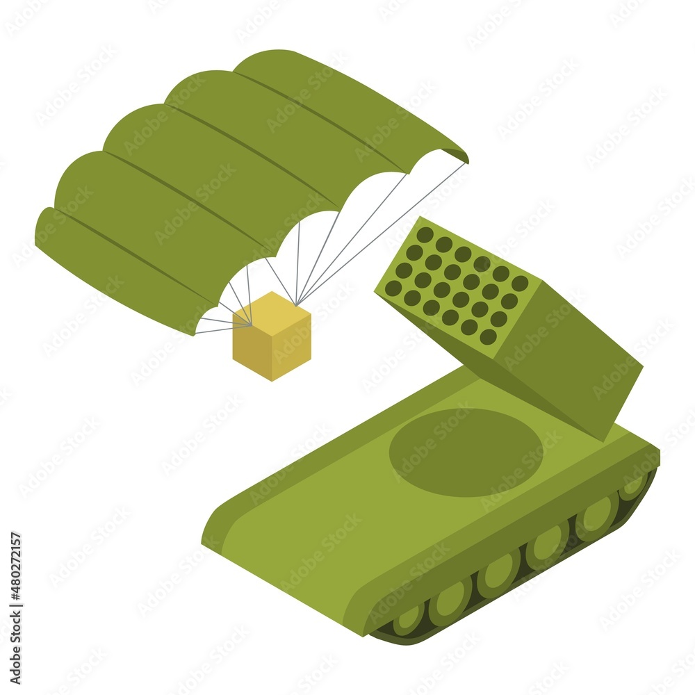 Military technology icon isometric vector. Multiple launch rocket ...