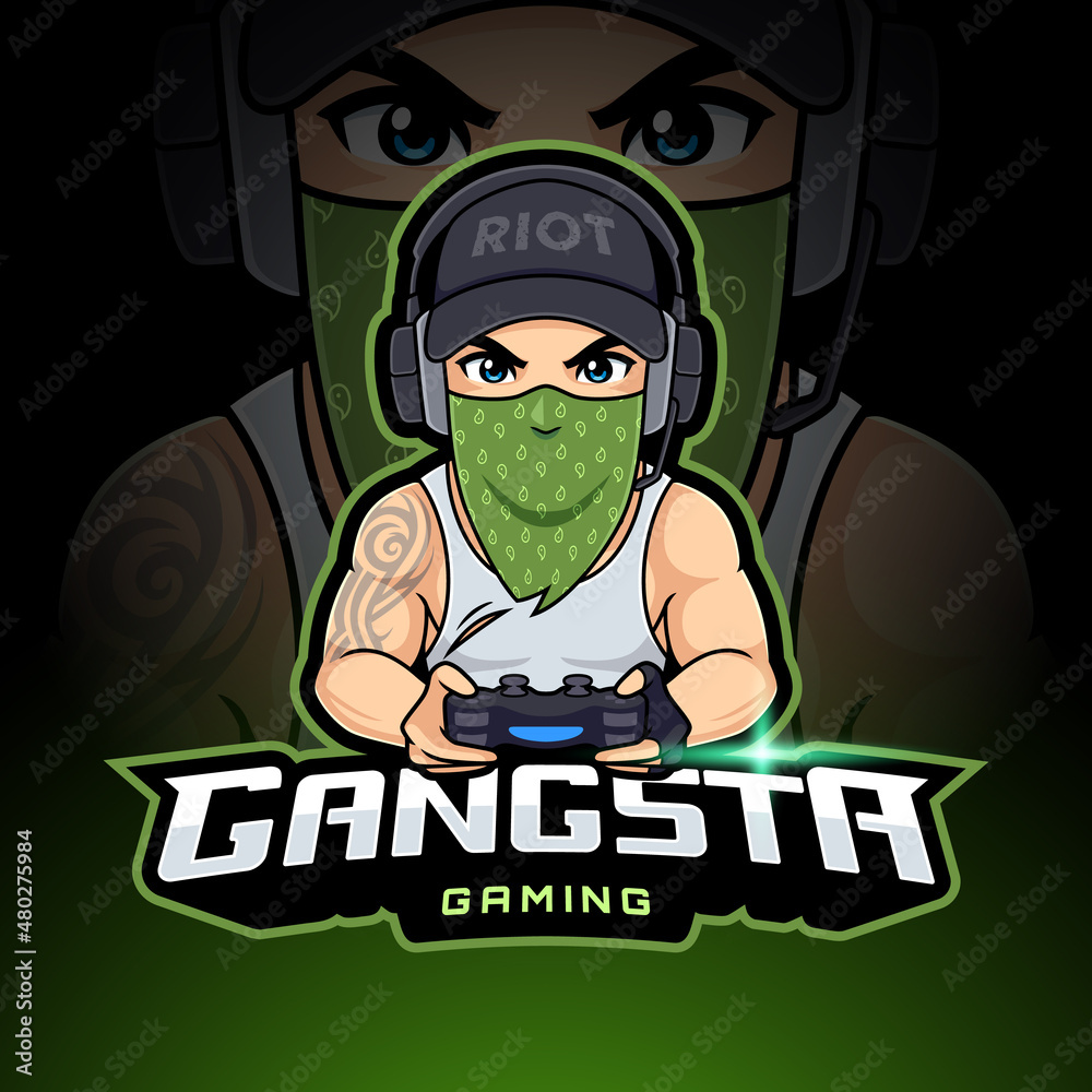 Gangster gamer guy with mask esport mascot logo vector Stock Vector ...