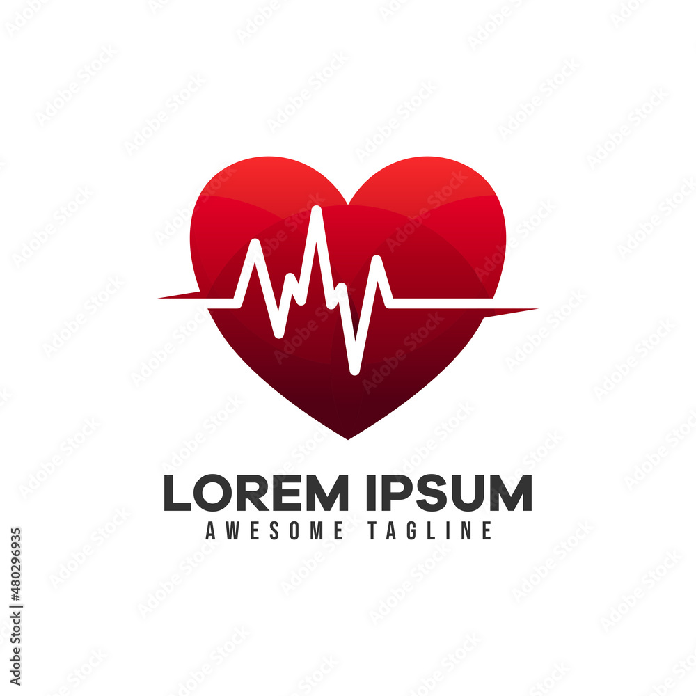 Heart beat logo for medical apps and websites. breathing and alive sign ...