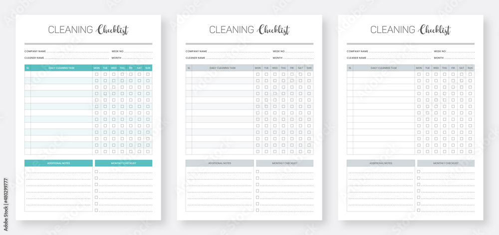 Cleaning Checklist Planner Template. Printable Cleaning Checklist ...