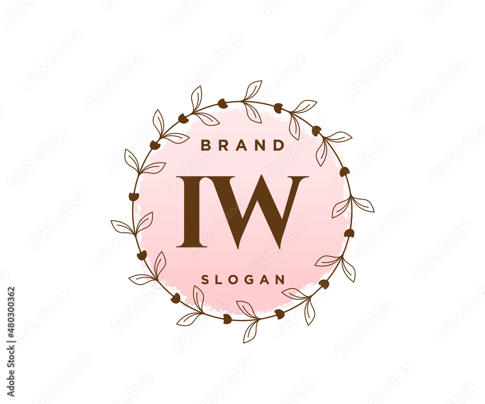 Initial IW feminine logo. Usable for Nature, Salon, Spa, Cosmetic and ...