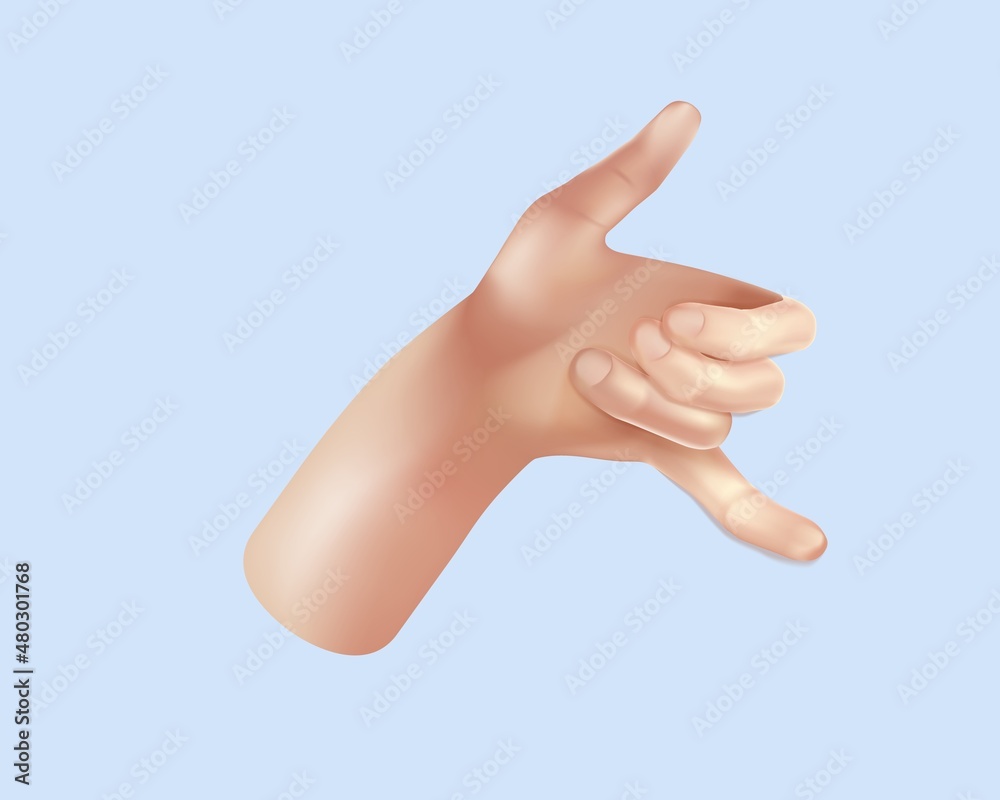 Cartoon 3d hands. Realistic vector Hand . Peace sign, ok sign tap ...