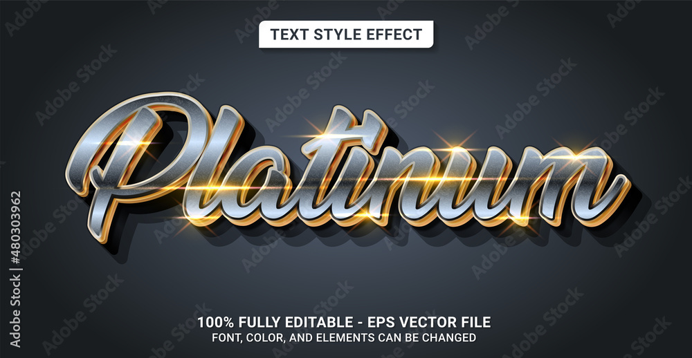 Text Style with Platinum Theme. Editable Text Style Effect. Stock Vector | Adobe Stock