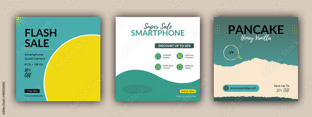 Set of Editable minimal square banner template. background with stripe ...