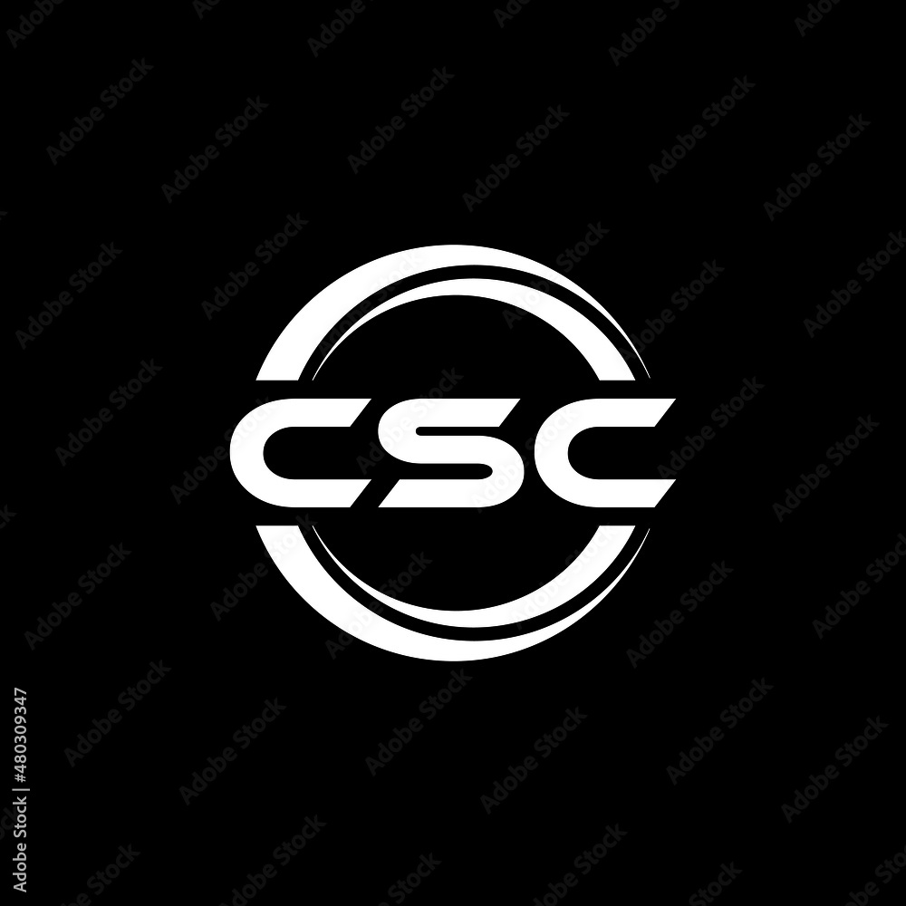CSC letter logo design with black background in illustrator, vector ...